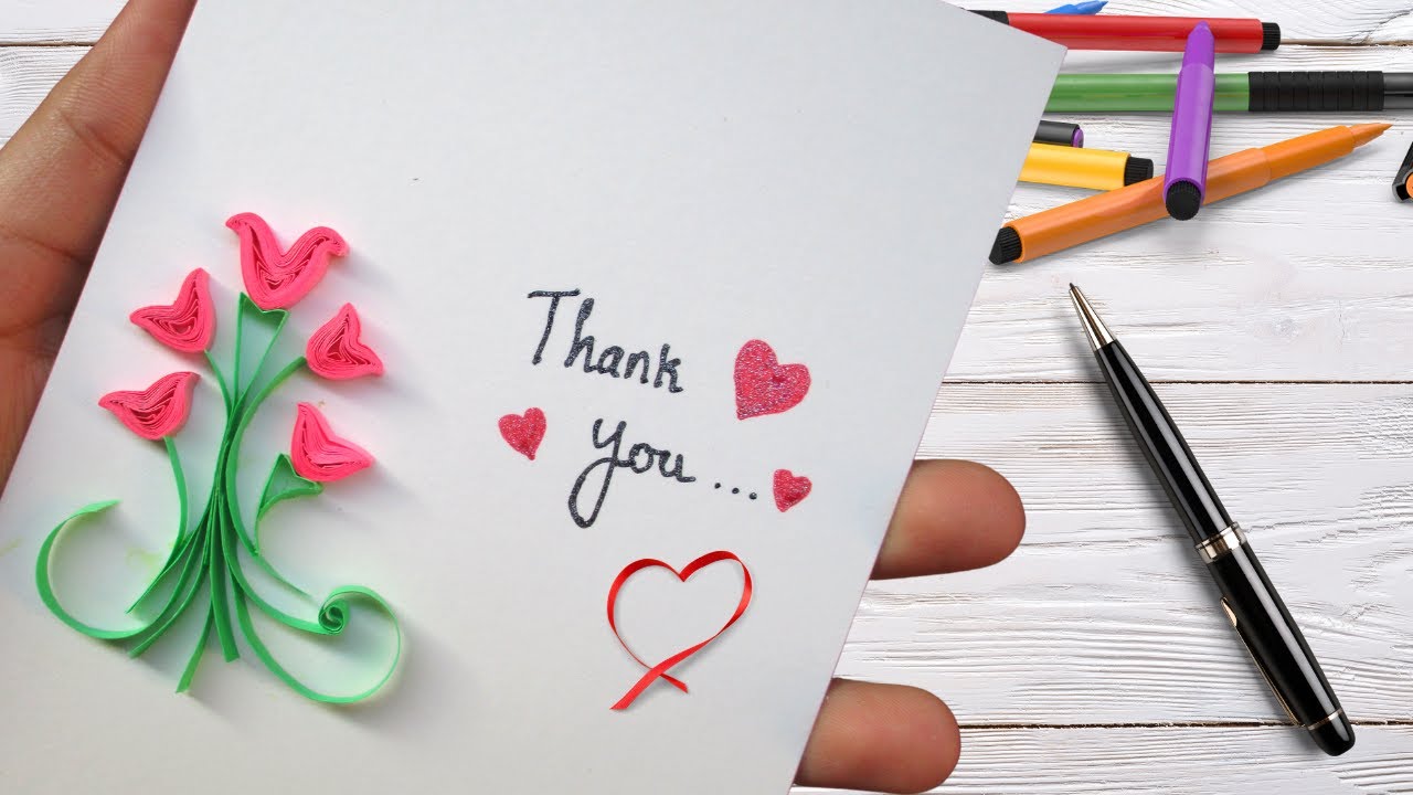Simple Quilling Card For Beginners | DIY Thank you Card | Quilling Art ...