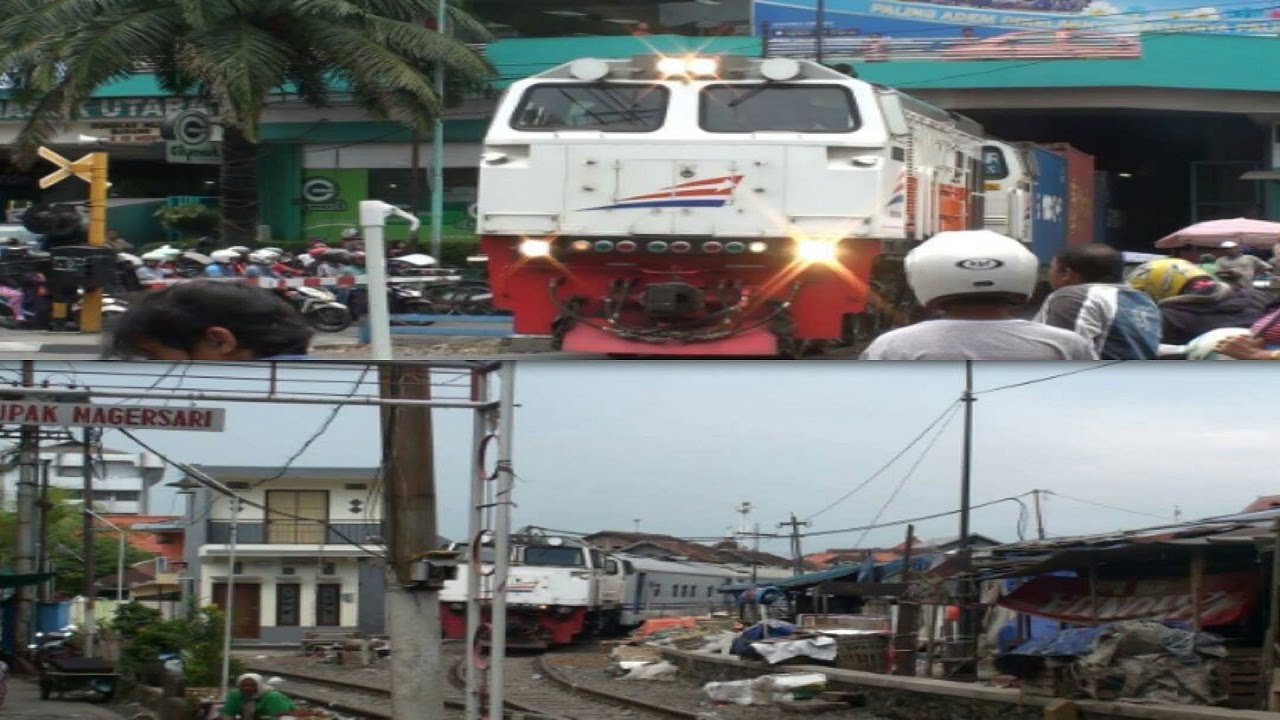 Kereta Api Jayabaya dan Kereta Api Barang Melewati Gang Sempit di ...