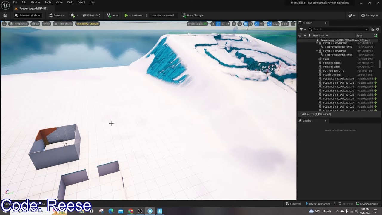 Session 9 of Building the creative map in UEFN for my final project in ...