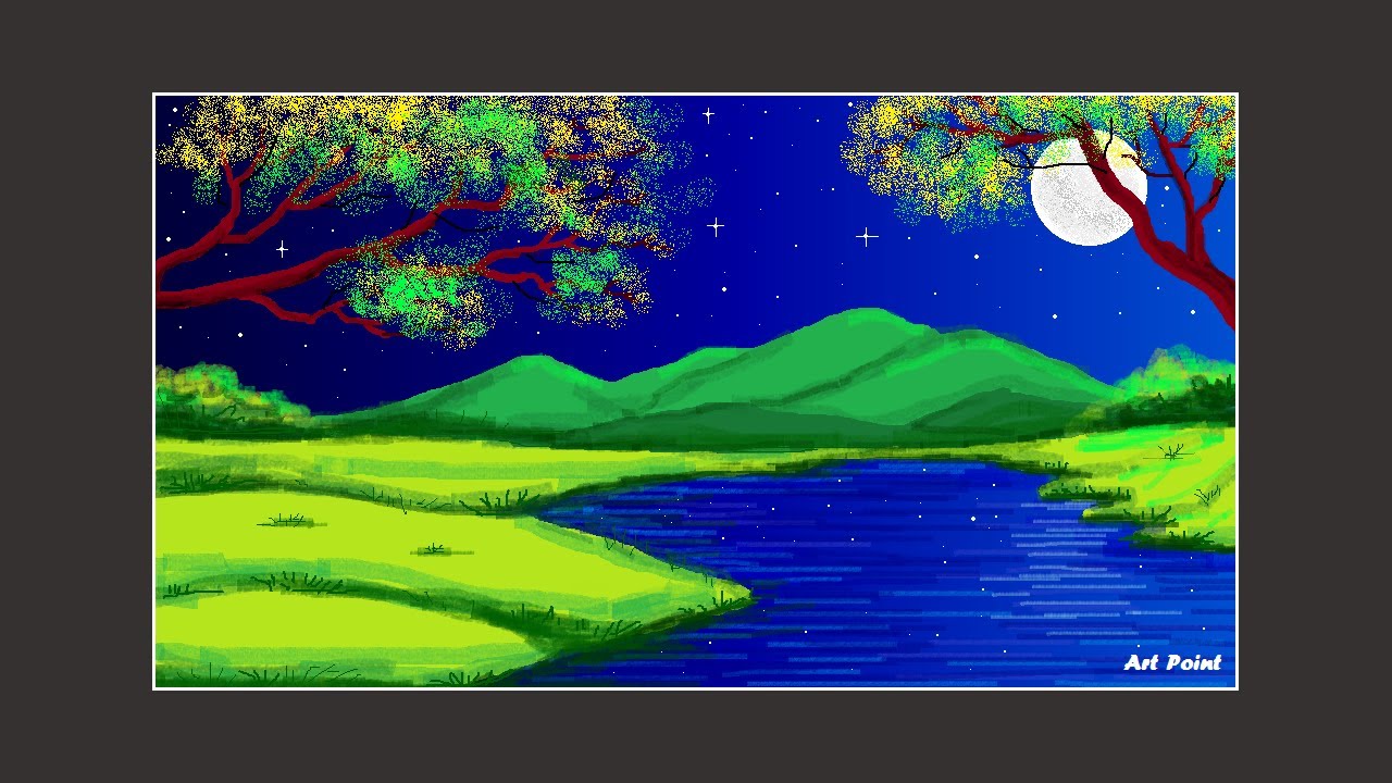 How to Draw - in computer| Microsoft paint tutorial | scenery drawing ...