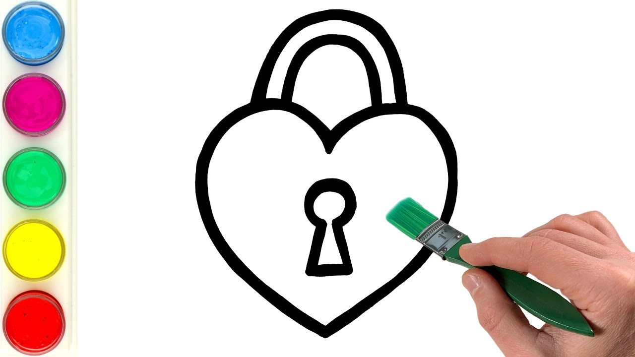 How to Draw a Lock Heart | Drawing and Painting Tutorial for Children ...