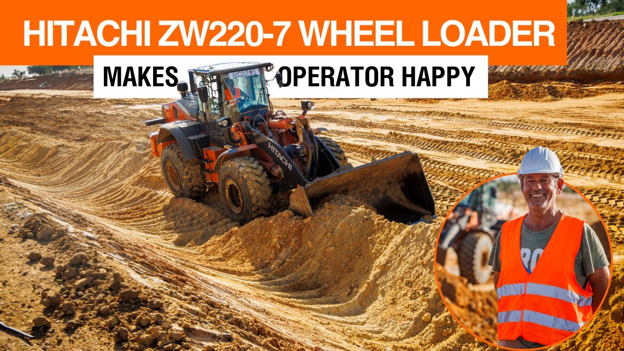Hitachi ZW220 7 wheel loader makes operator happy - YouTube