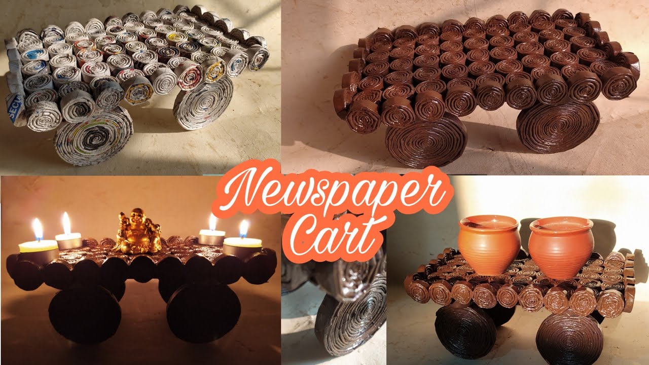 Multipurpose Newspaper Cart | Newspaper Craft | Best Out Of Waste | DIY ...