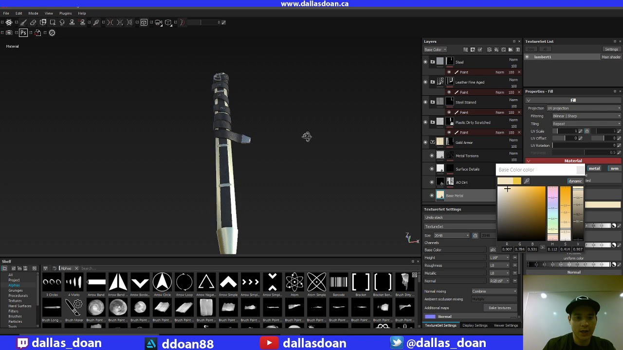 Substance Painter Adjusting Gold Color on Material - YouTube