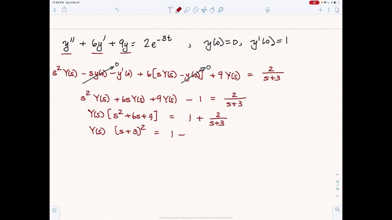 Laplace Transforms - Solving a Non-homogeneous DE (2) - YouTube