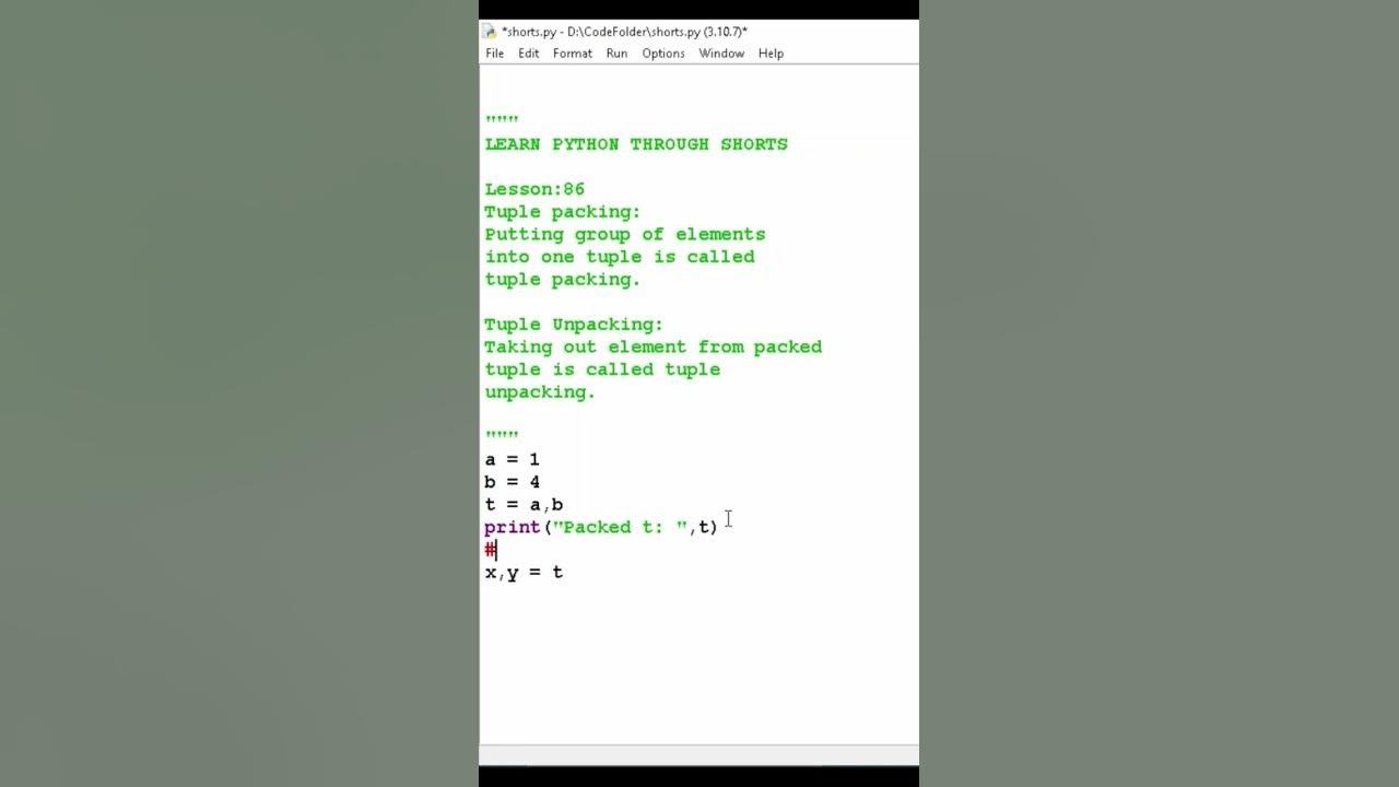 Tuple Packing And Unpacking In Python Shorts Youtube