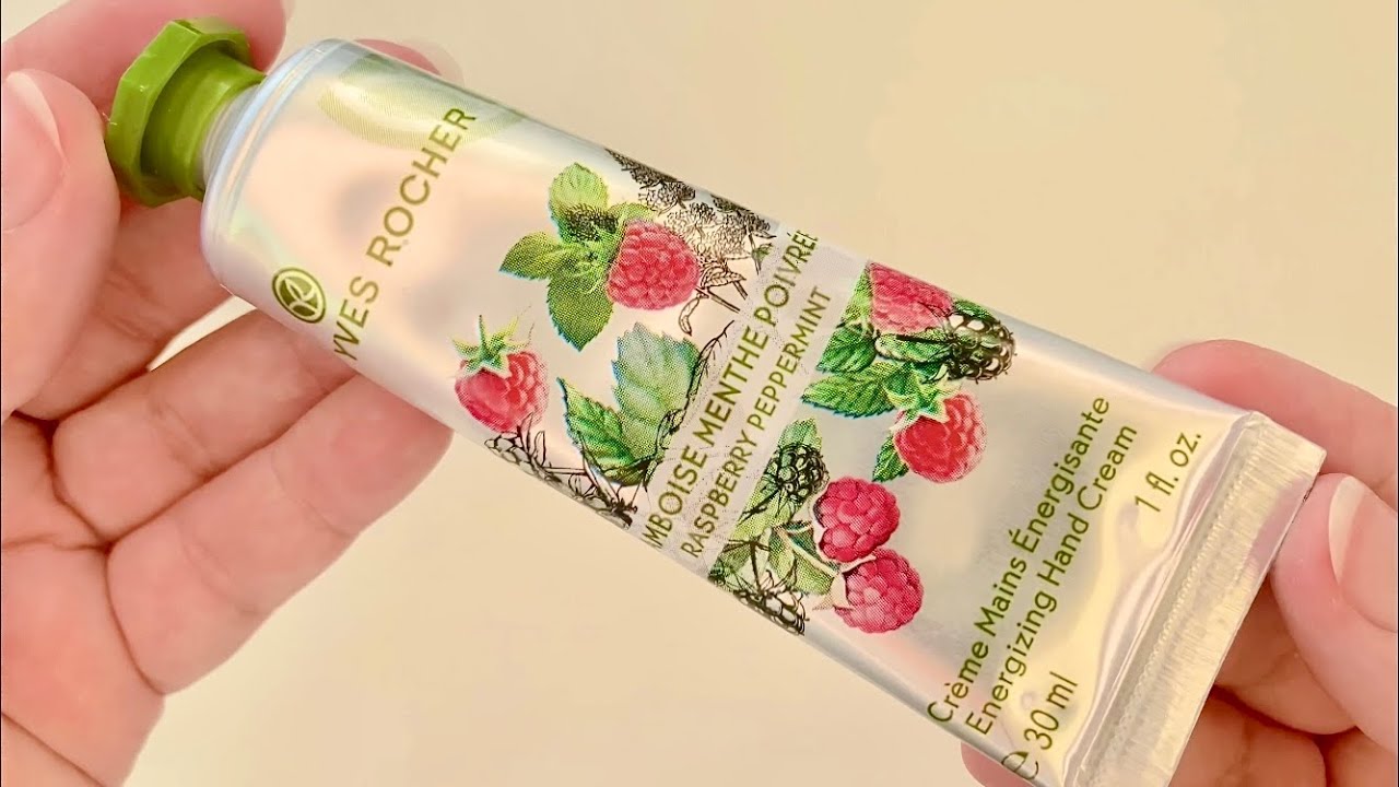 YVES ROCHER Raspberry Peppermint Energizing Hand Cream 30 ml - YouTube