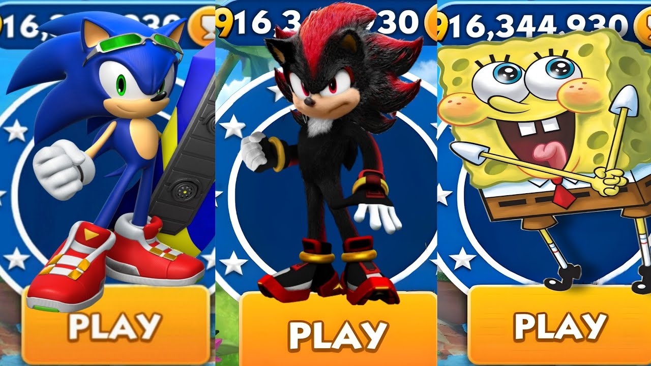 Sonic Dash - Shadow Dash VS SpongeBob VS Extreme Gear Sonic _ Movie ...