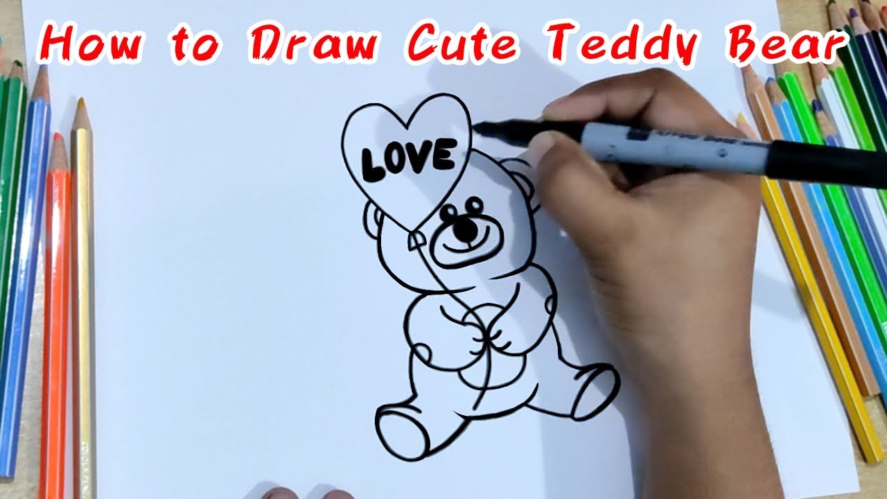 How to draw very cute teddy bear easy and simple step by step drawing ...