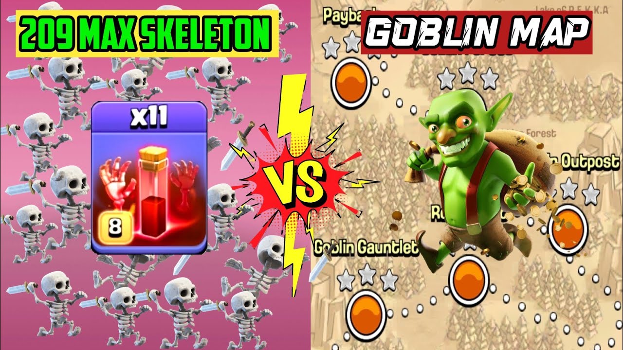 Max Skeleton Spell (x11) Vs Every Level Goblin Map | Goblin Map ...