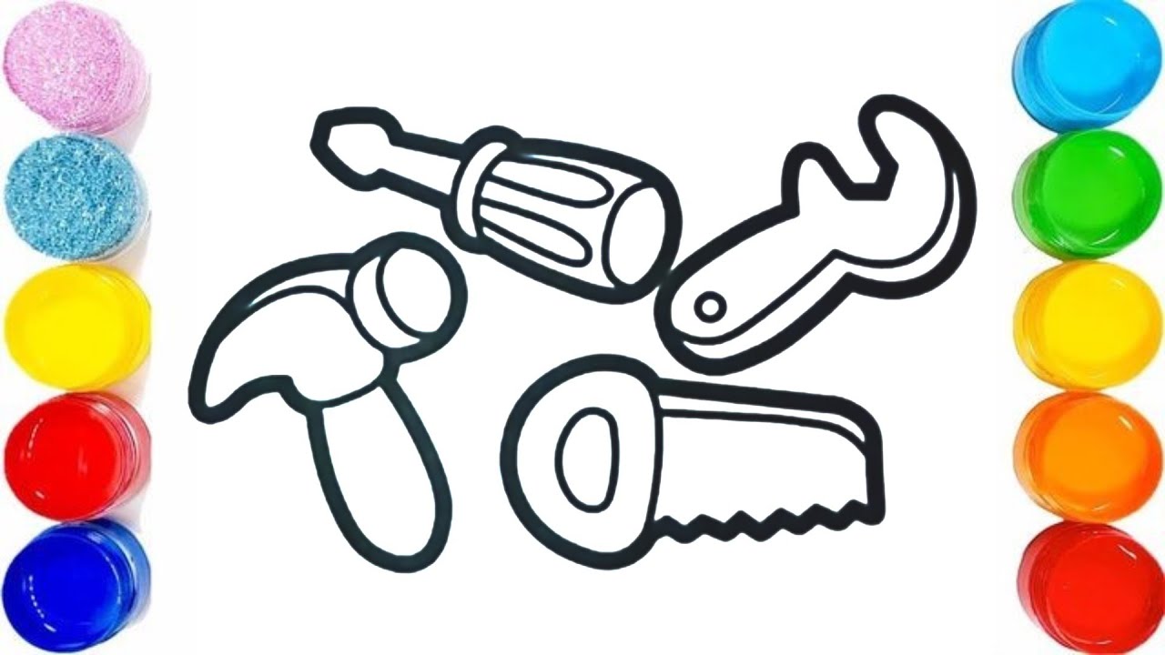 Let's Color Together Toy Tools Drawing Pages Painting and Coloring for ...