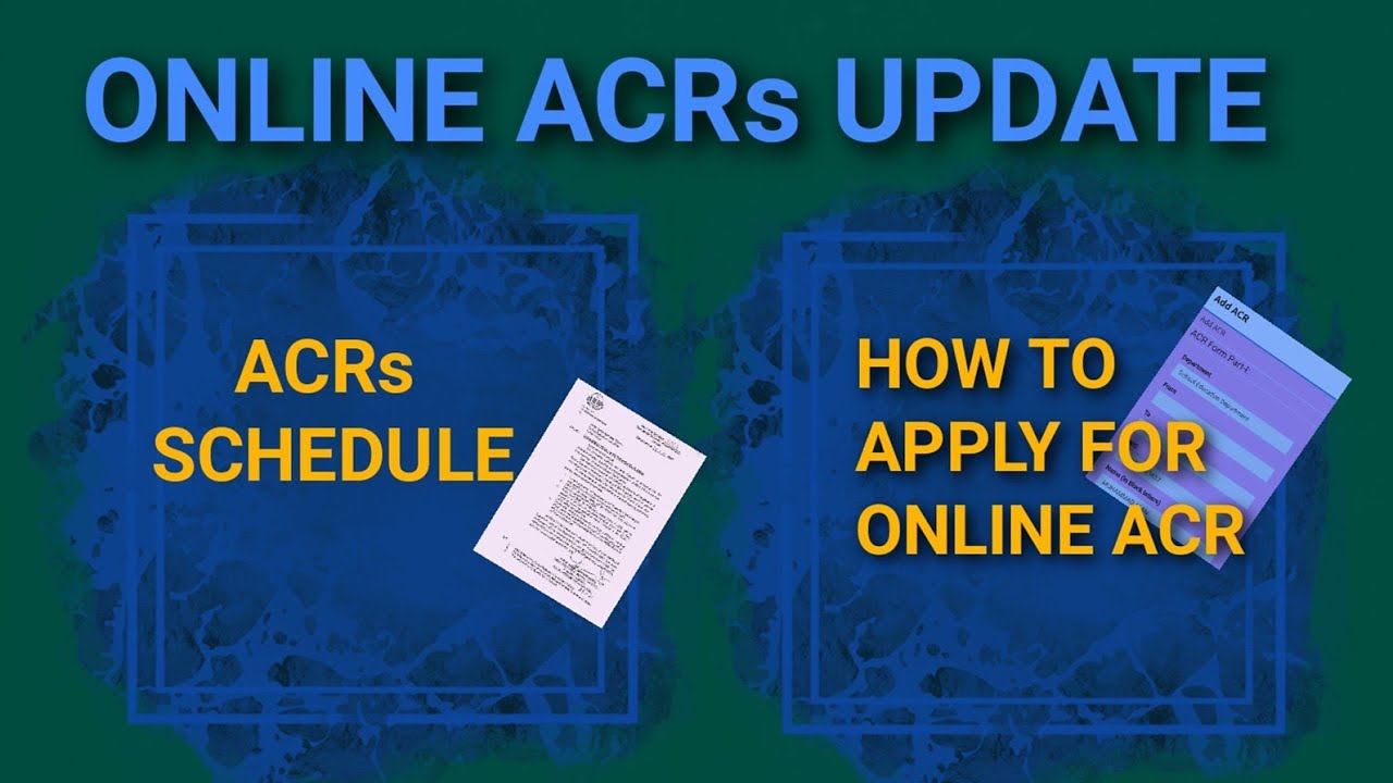 ONLINE ACR SCHEDULE || HOW TO APPLY FOR ONLINE ACRs - YouTube