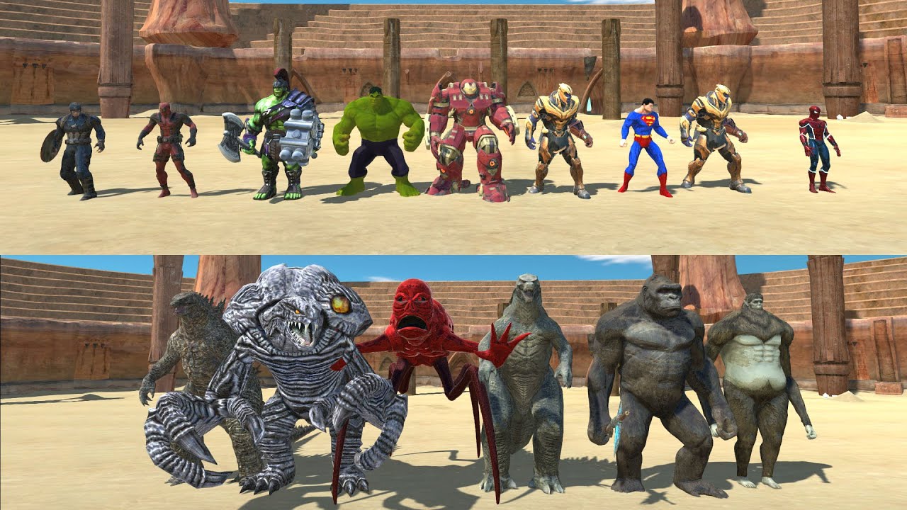 Team Titanus Red vs Team Super Hero AT ARENA - Animal Revolt Battle ...