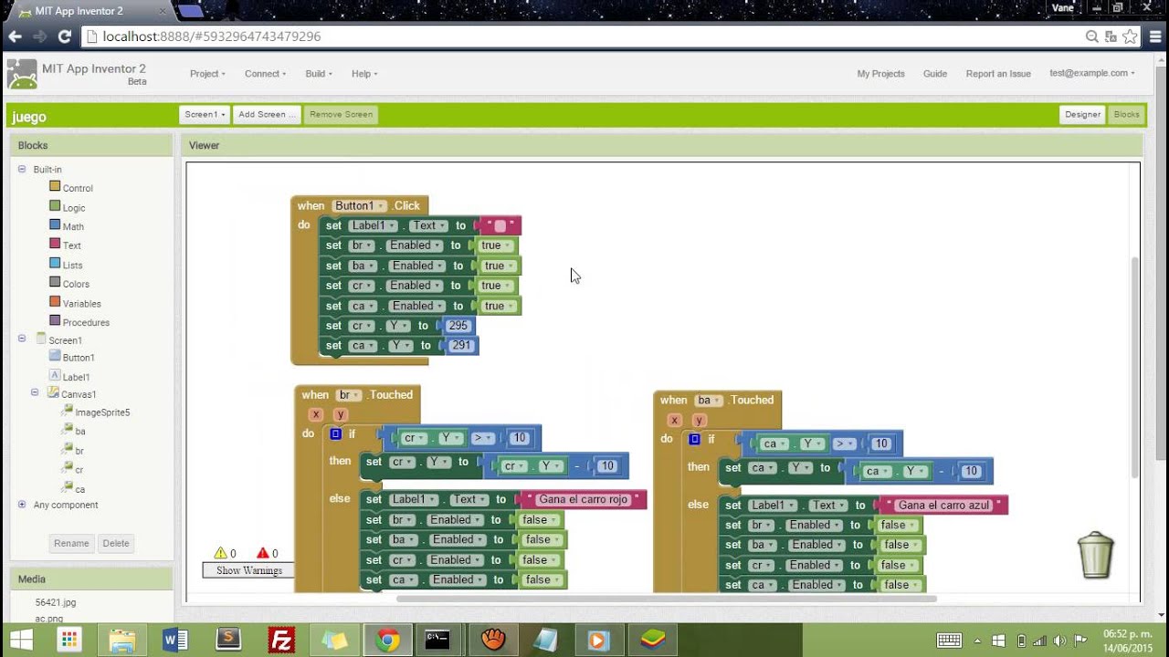 carrera de autos app Inventor - YouTube