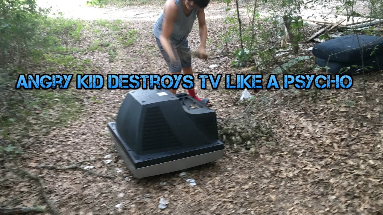 Angry kid destroys TV - YouTube
