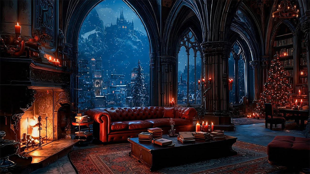 Gothic Winter Study Room | Relaxing Piano & Cello |Dark Academia ...