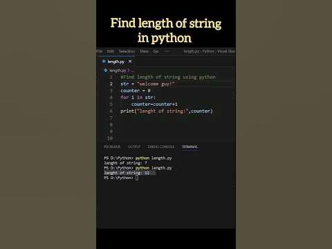 python program to find length of the string #python #shorts #short ...