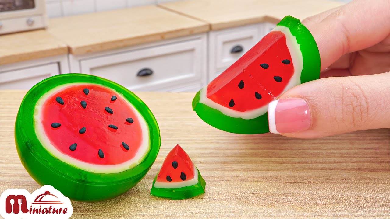 Satisfying Miniature Watermelon Jelly Decorating | ASMR Tiny Fruit Jelly Recipe | Miniature ...