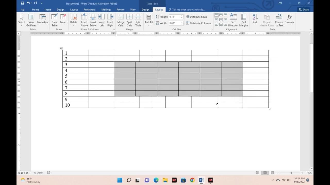 HOW TO CREATE A TABLE IN MSWORD 2016 - YouTube