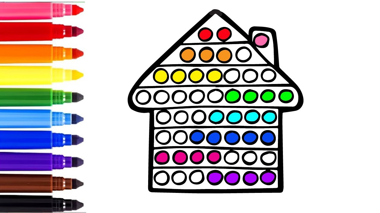 POP IT House 🏠🔴🟠🟡🟢🔵🟣🌈 Drawings for Kids | Cute Rainbow Drawing for kids ...