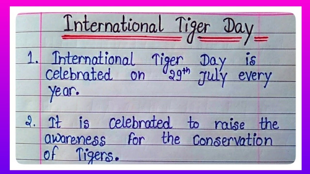 10 Lines Essay On International Tiger Day In English l Essay On ...