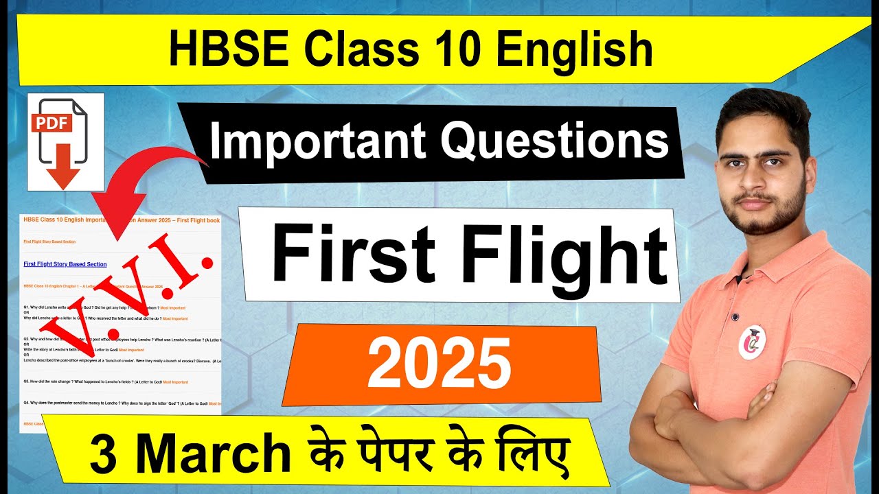 HBSE Class 10 English Important Questions 2025 - First Flight Important ...
