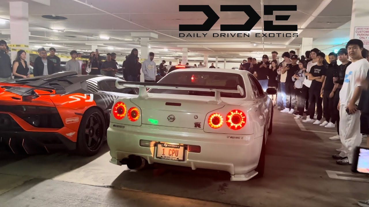 Daily Driven Exotics Pulls Up To A Underground Car Meet - YouTube