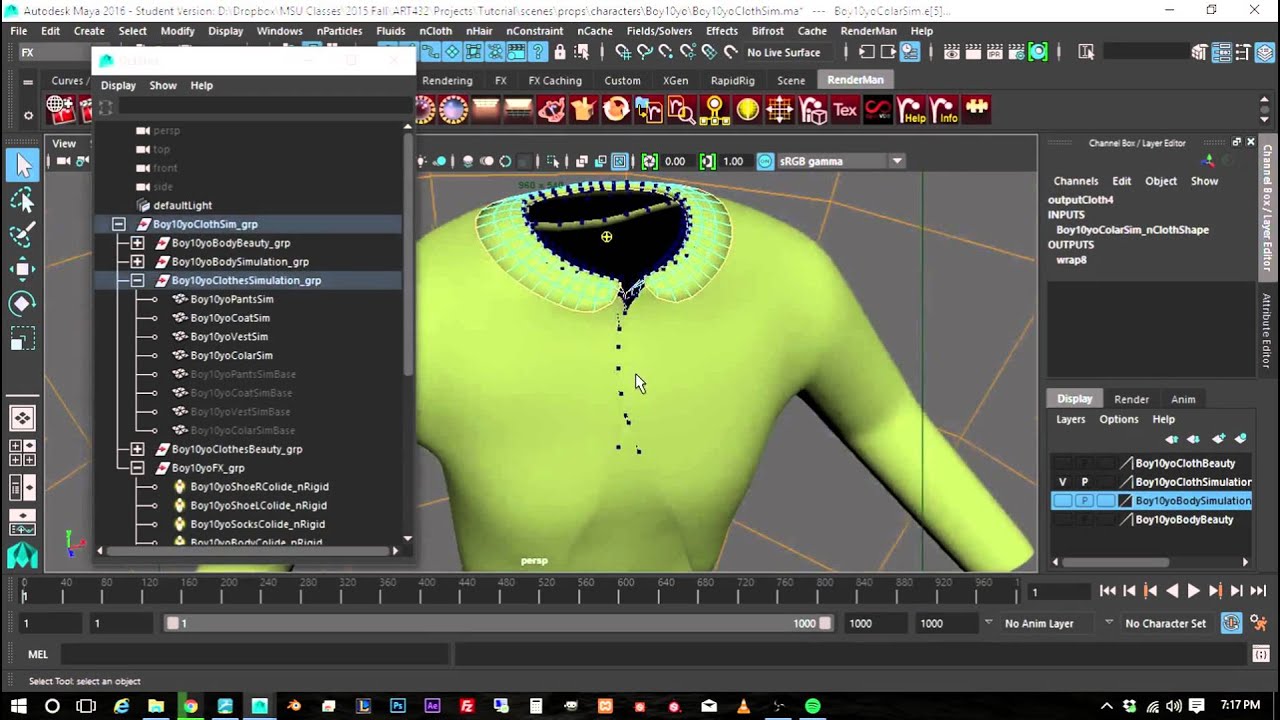 Part10 Clothing Simulations in Maya Exporting out the Clothing Cache - YouTube
