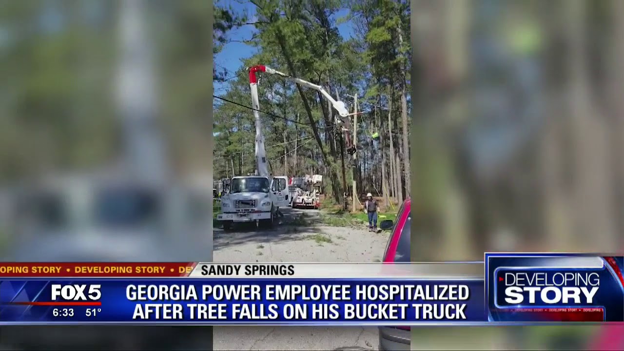 Georgia Power worker injured in high winds - YouTube