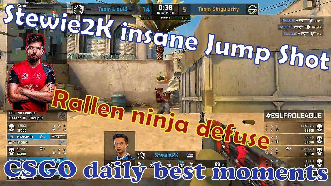 Stewie2K insane Jump Shot! Rallen ninja defuse!CSGO daily best moments - YouTube