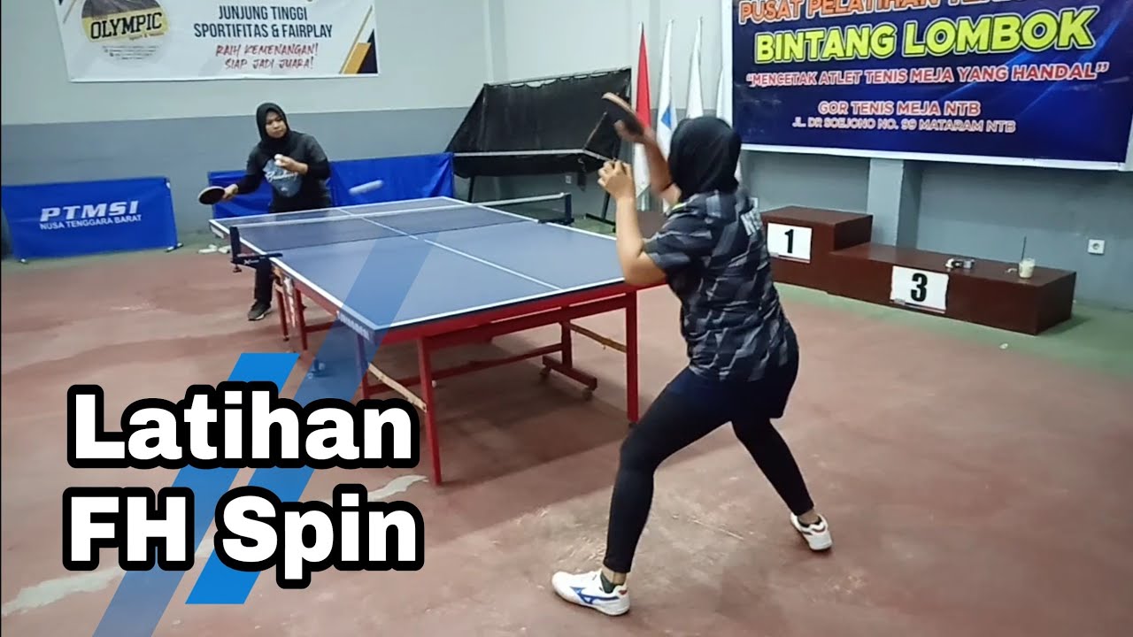 Latihan tenis meja putri - penguatan basic top spin forehand - YouTube