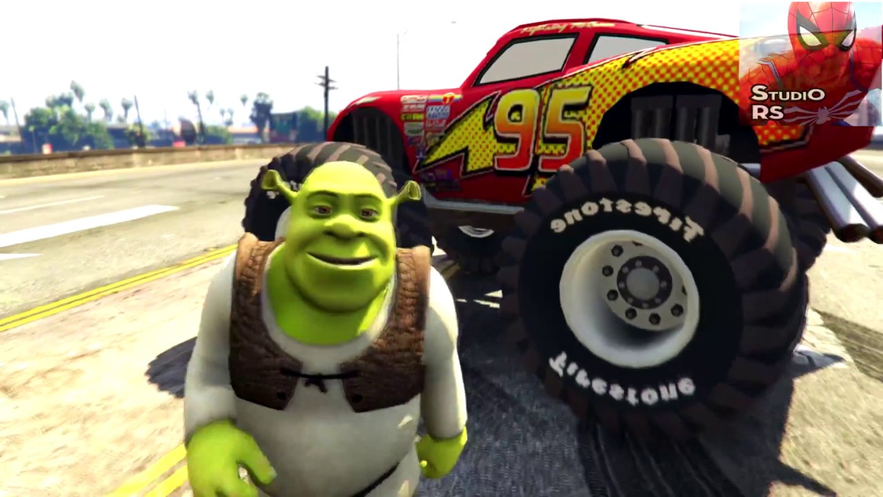 SHREK & LİGHTNİNG MCQUEEN LEARN COLORS FOR KİDS CARTOON & DİSNEY - YouTube