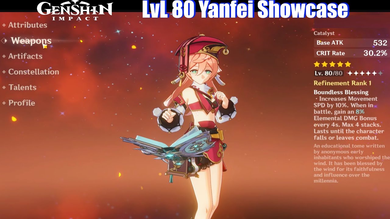 Genshin Impact - LvL 80 Yanfei Damage & Skills Showcase (Test Domain ...