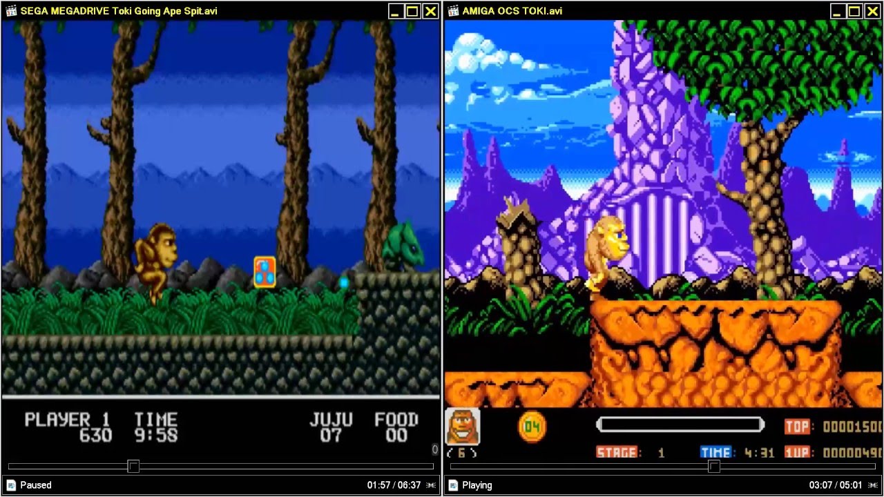 LETS HEAR AND SEE TOKI IN SEGA MEGADRIVE TOKI APE SPIT AND AMIGA OCS ...