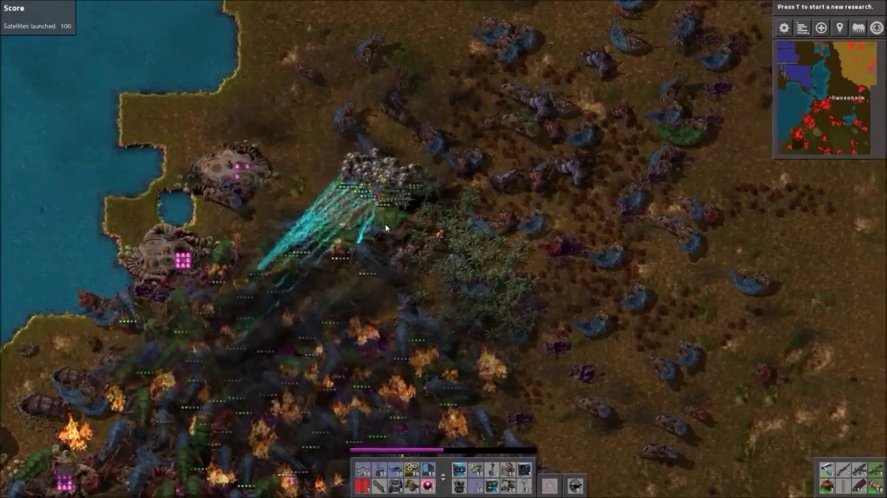 Factorio: 100 Rocket Base Part 2 : Eradicating the biggest alien swarm ...