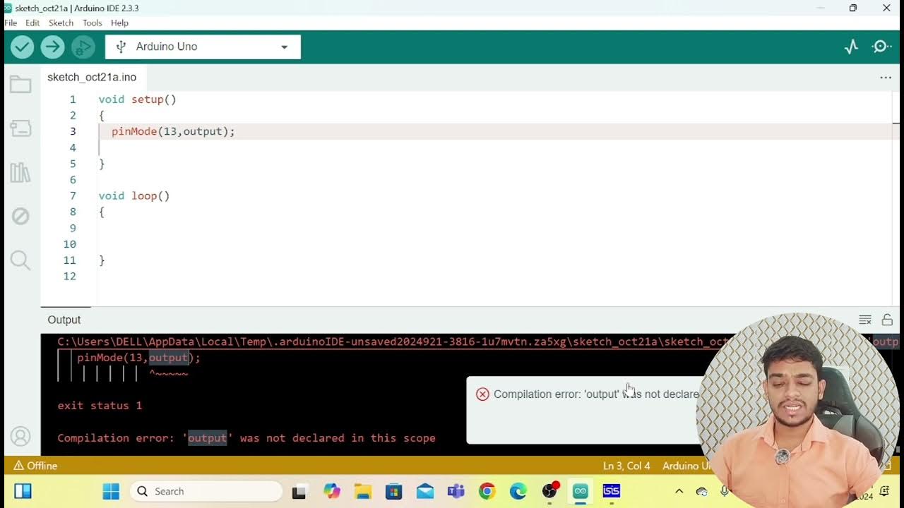Turn On LED By Using Arduino Programming | Embedded System Kaise Sikhe in Hindi #coding #program ...