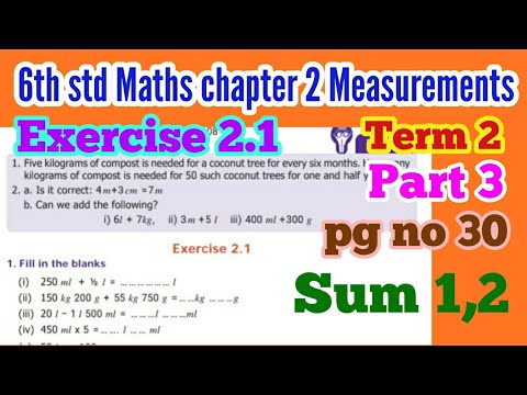 6th std Maths/Term 2/chapter 2 Measurements/Exercise 2.1(pg no30)Think ...