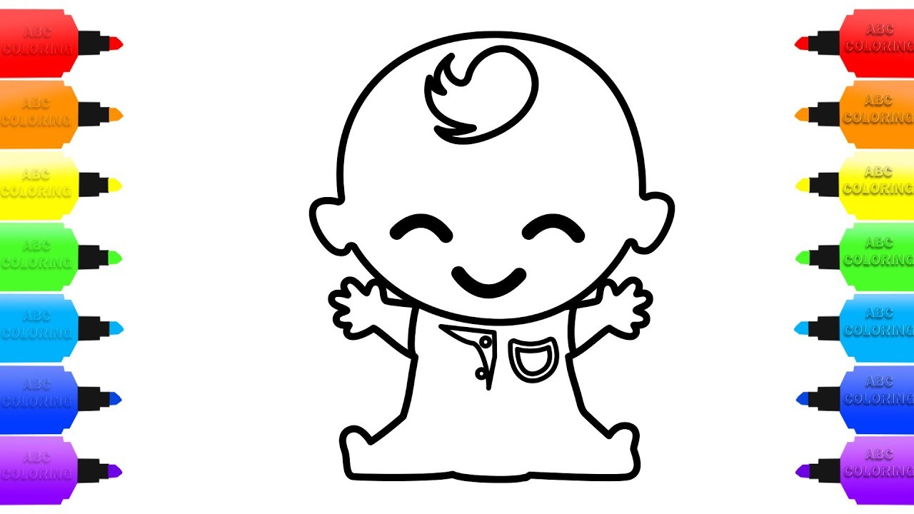 Little Baby Coloring for Kids, Learning Draw for Children, Baby Colors ...