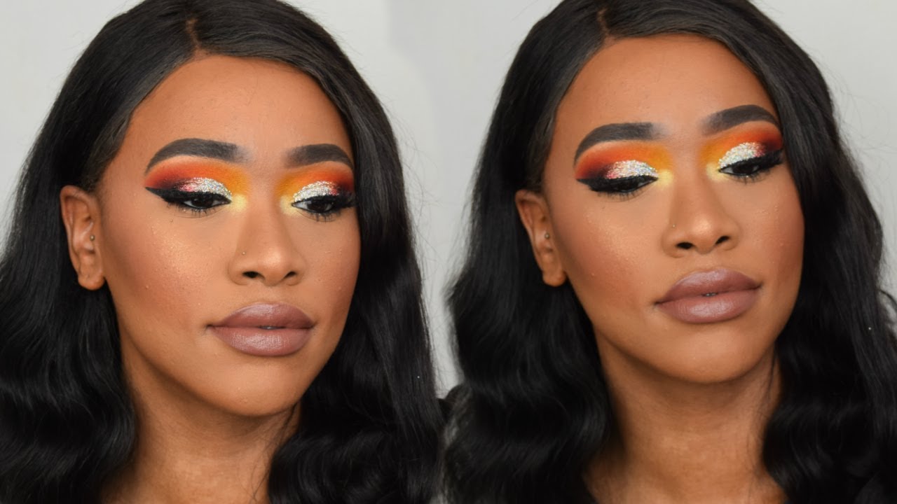 SUNSET GLITTER CUT CREASE TUTORIAL - YouTube