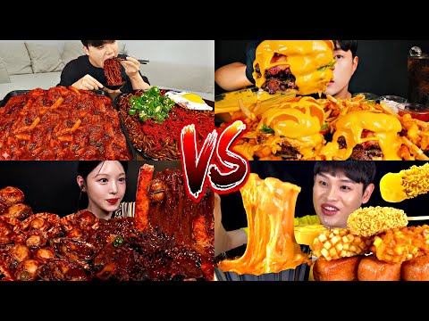 Famous SPICY Foods VS Famous CHEESY Foods | Satisfying BIG BITES ASMR MUKBANG (compilation)