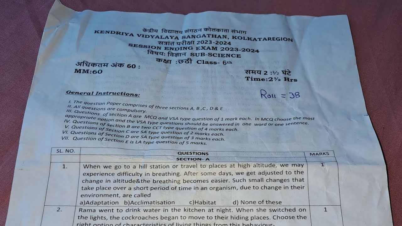 Class6 science annual exam question paper/session ending exam2023-24 ...