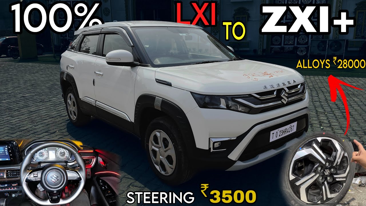 BREZZA MODIFICATION 2023 CNG 🔥 BASE TO TOP MODEL | Alloys | STEERING ...