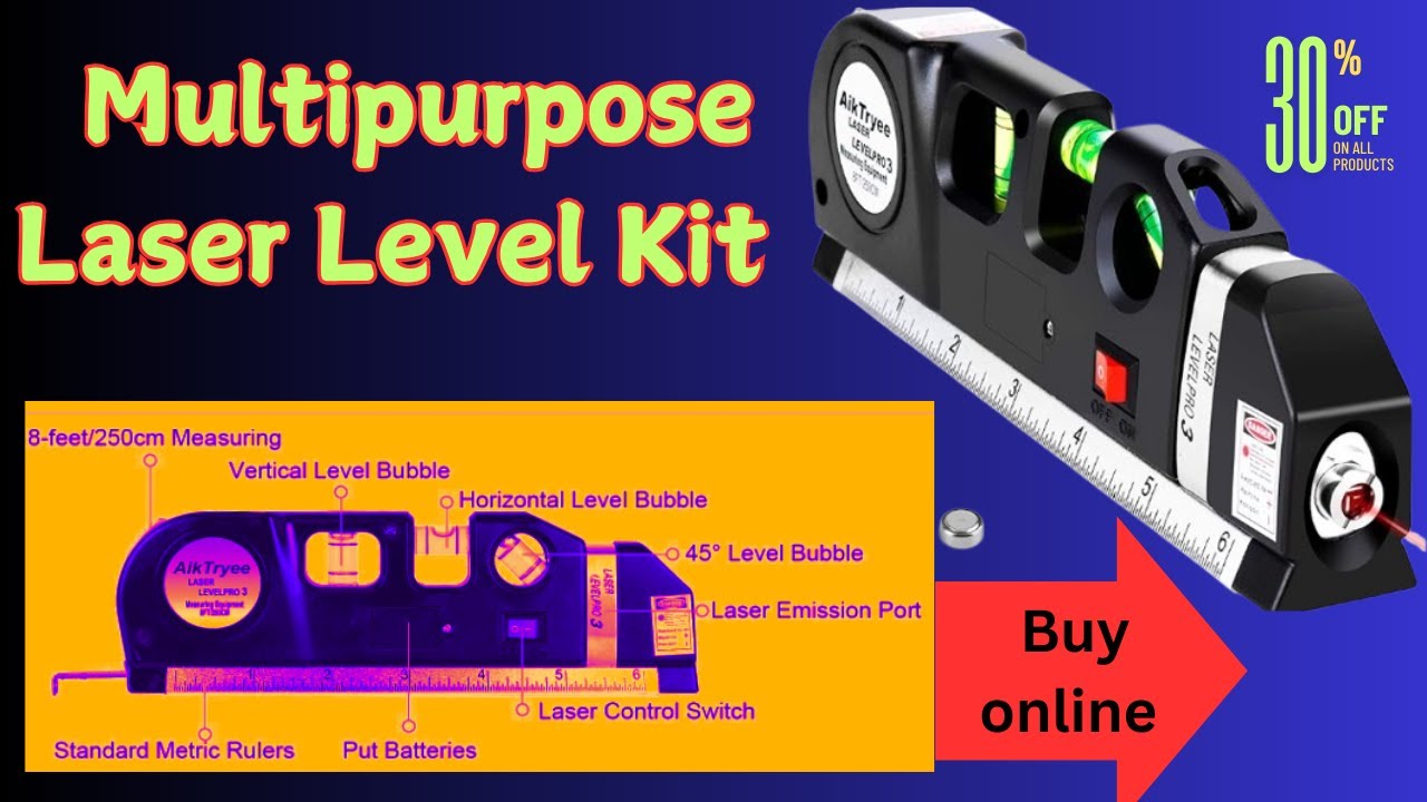 Multipurpose Laser Level Kit Standard Cross Line Laser leveler Beam ...