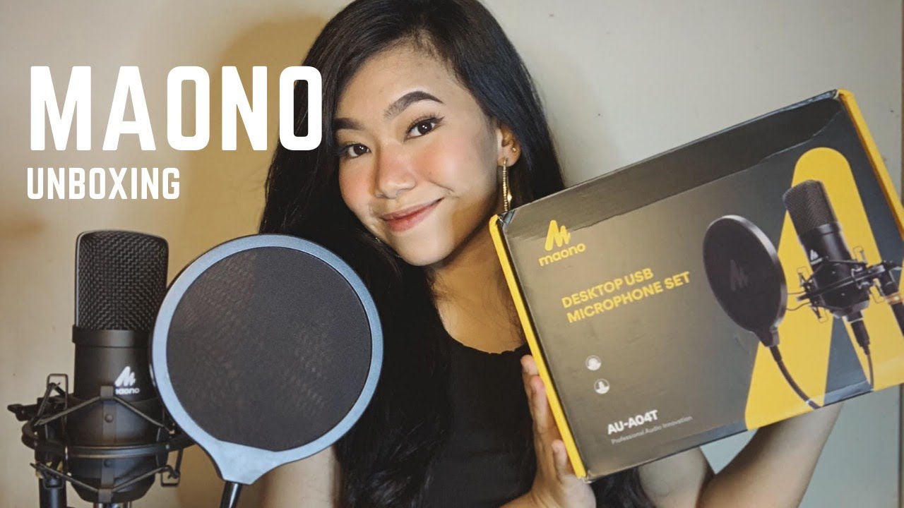 Unboxing Maono AU-A04T Desktop USB Microphone Set (Test & Singing ...