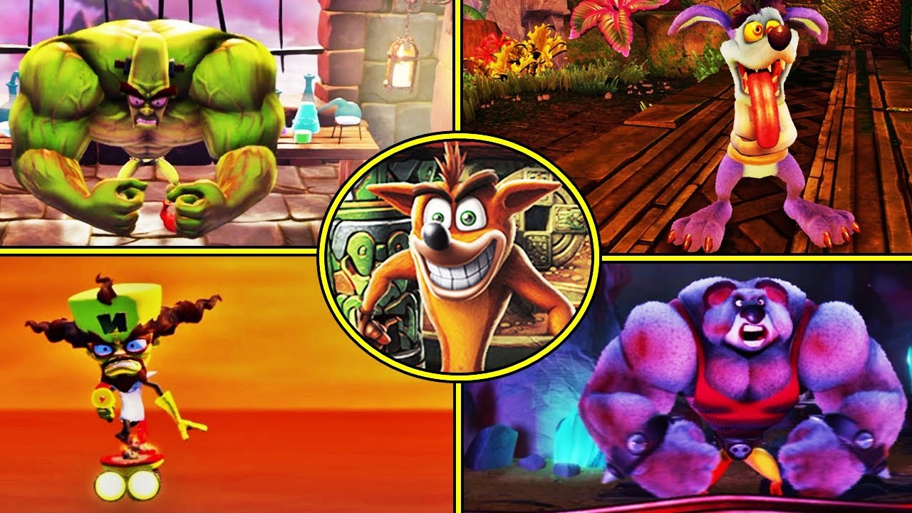 CRASH BANDICOOT - ALL BOSSES + FINAL BOSS - YouTube