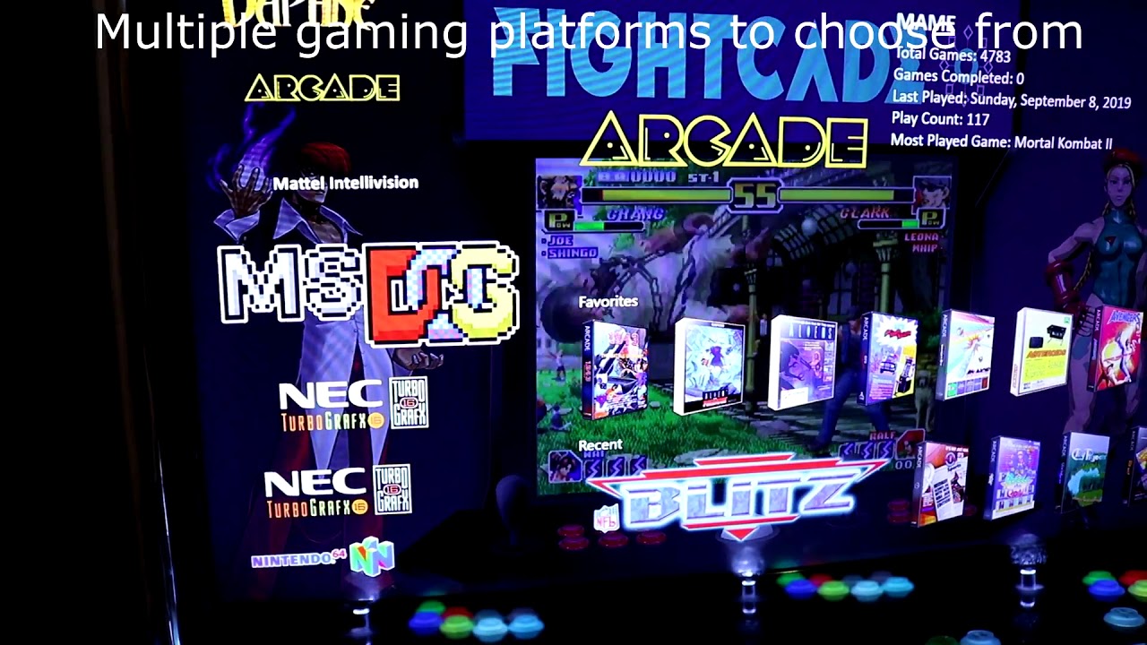 Custom 4 Player Arcade Cabinet with Dynamic Marquee - YouTube