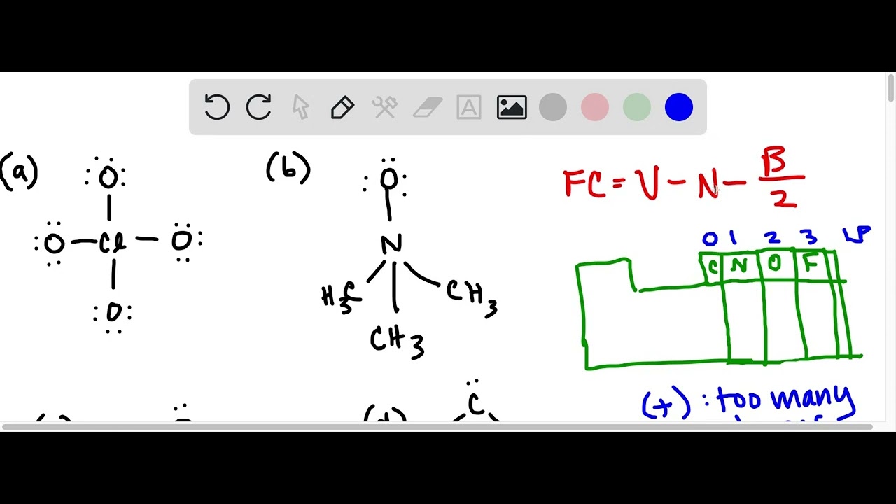 Give the formal charge on each atom and the net charge on each species ...
