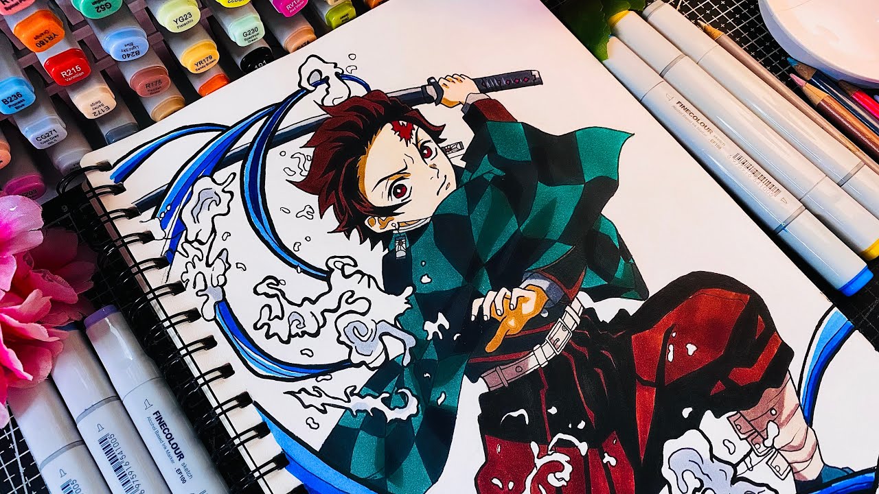 How to Draw Tanjiro Kamado from Demon Slayer/Kimetsu no Yaiba | Step by ...