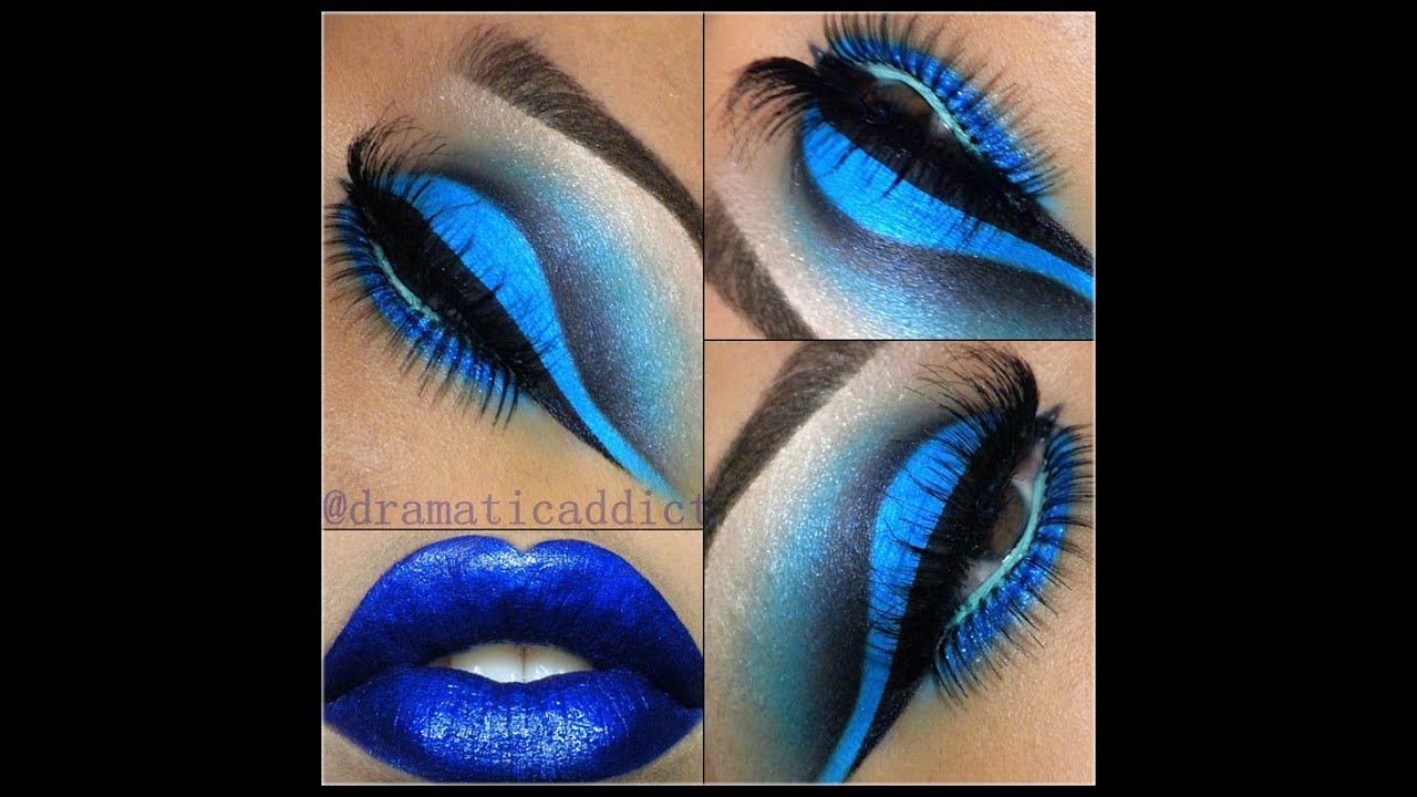 Blue Cut Crease & Bold Blue Lips Tutorial - YouTube