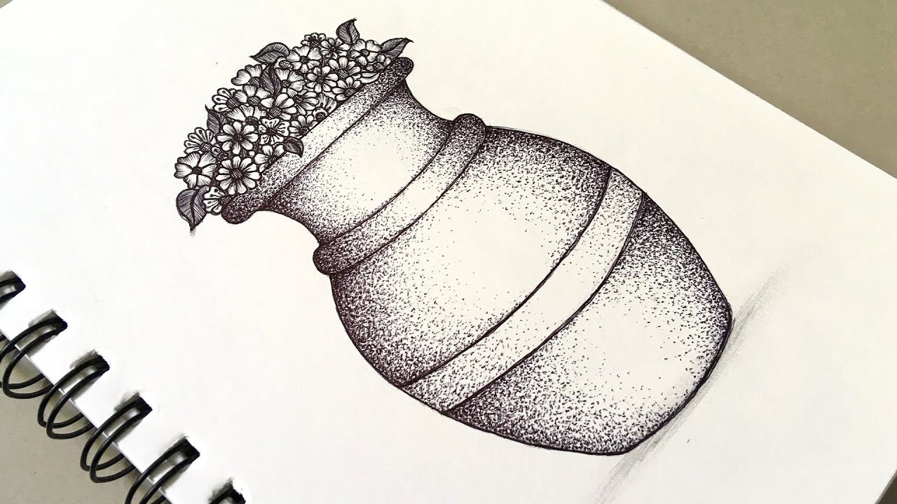 How To Draw Flower Pot With Dotted Texture Stippling Drawing YouTube how-to-draw-flower-pot-with-dotted-texture-stippling-drawing-youtube